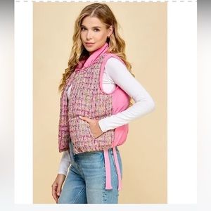 Jackets & Coats | Barbie Pink Tweed Puffer | Poshmark